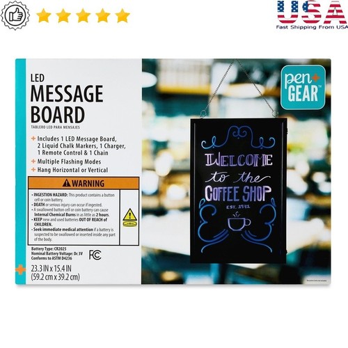 LED Message Board Illuminated Display Flashing Modes Wall Mount Remote ...