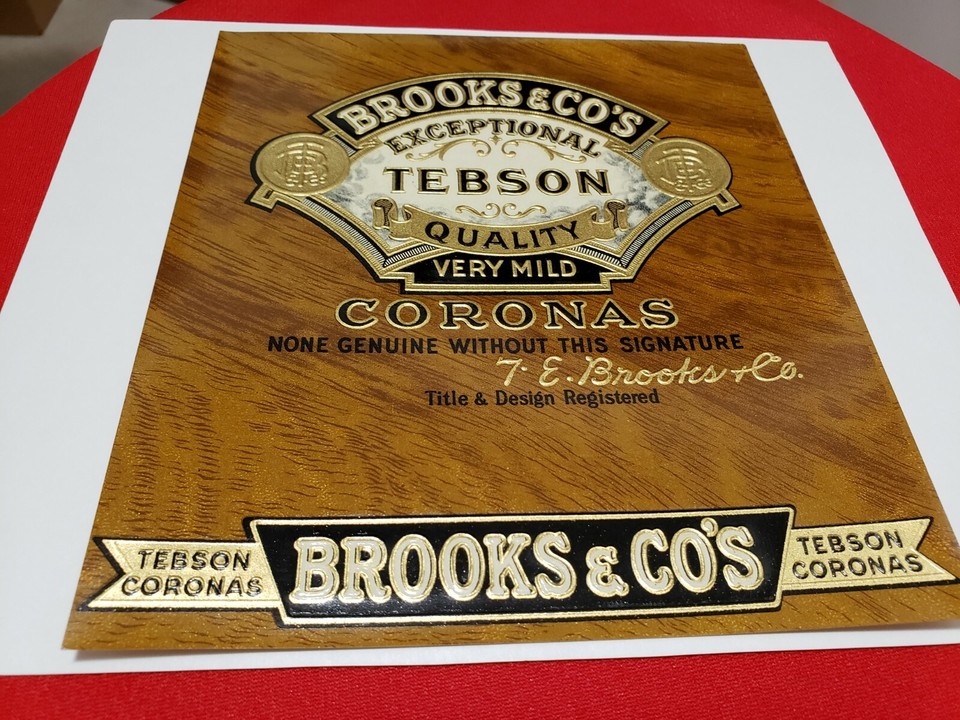 VINTAGE Large CIGAR LABEL BROOKS & CO'S EXCEPTIONAL TEBSON CORONAS | eBay