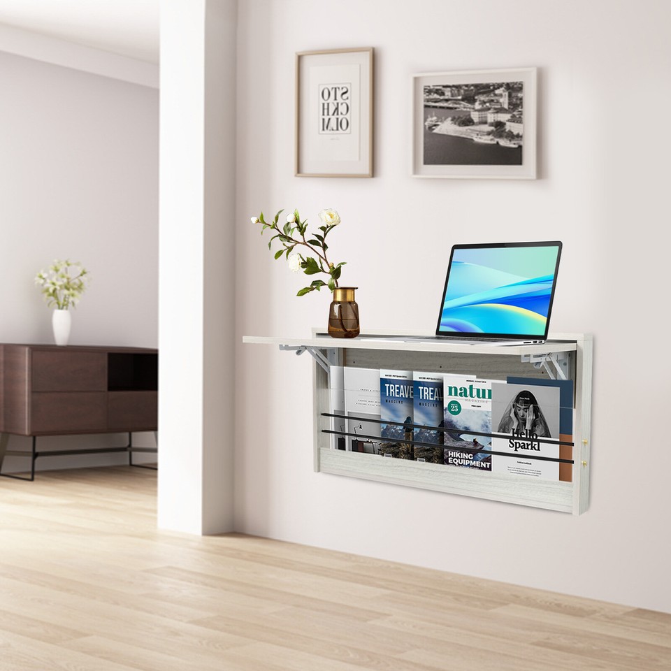 Wall Mounted Folding Table Light Gray Fold Down Table Wall Mounted Home ...