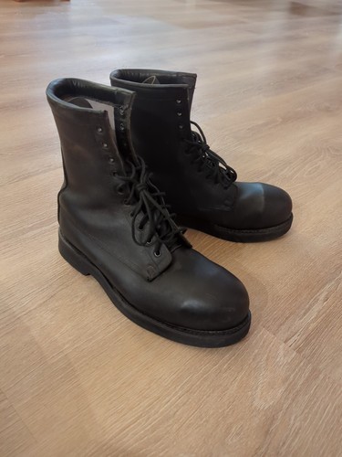 VTG ADDISON COMBAT WORK BOOTS LEATHER STEEL TOE BLACK MENS SIZE 10.5 | eBay
