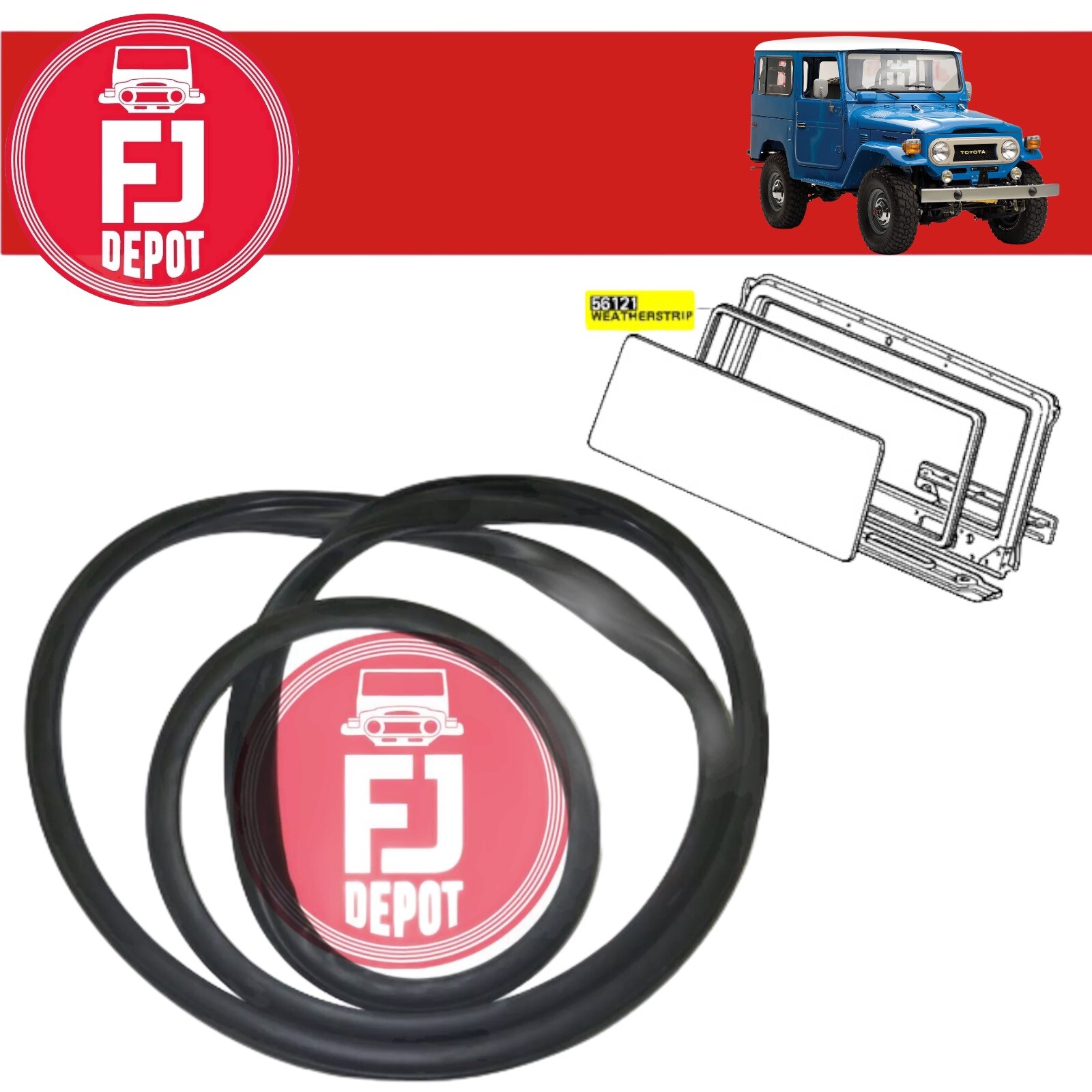 FRONT WINDSHIELD FJ40 FJ43 FJ45 WEATHERSTRIP GLASS RUBBER LAND CRUISER ...