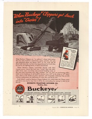 1944 Buckeye Traction Ditcher Ad: Buckeye Clipper Convertible Shovel ...