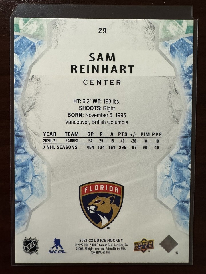 2021-22 Upper Deck Ice - #29 Sam Reinhart Florida Panthers | eBay