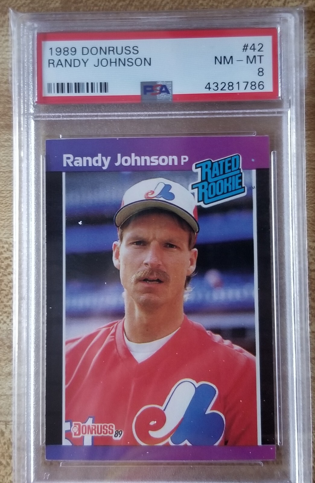 Randy Johnson 1989 Donruss #42 Montreal Expos Rated Rookie PSA NM-MT 8 ...