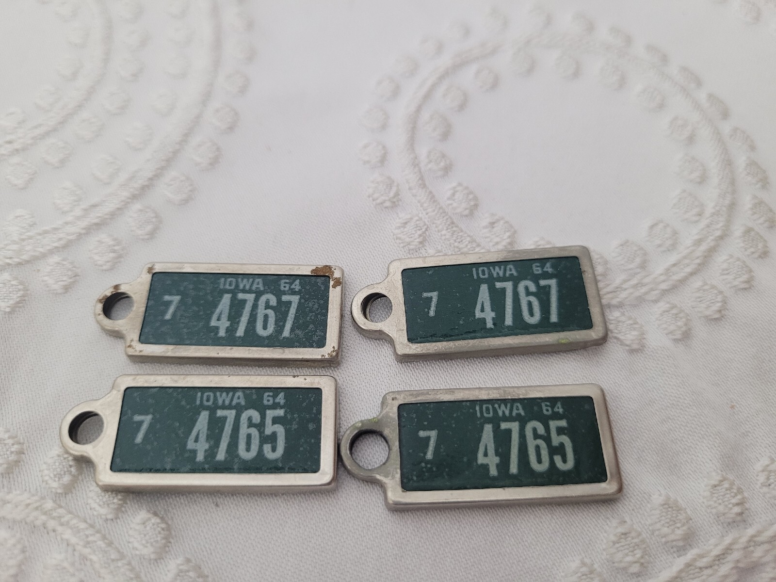 Lot of 4 Iowa 1964 Keychain License Green Plate Tag Disabled American ...