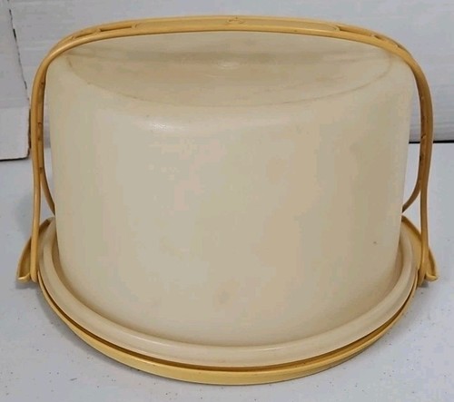 Tupperware Cake Taker Round Harvest Gold Carrier Lid Handle ~ 684-7 ...
