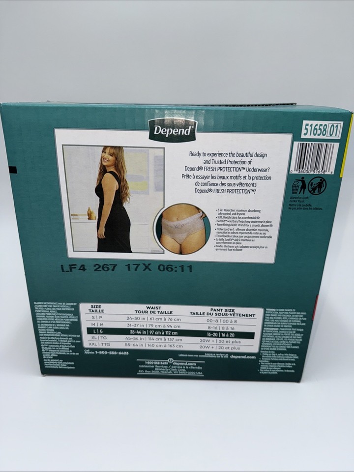 Depend Fresh Protection Women's Underwear, Large, 40ct STOCK UP PACK ...