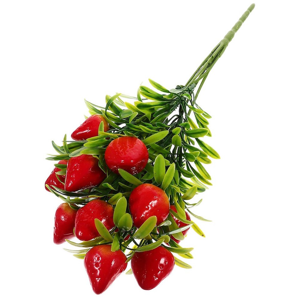 Artificial Strawberry Stem Fake Fruit Branch Faux Strawberry Bunch ...
