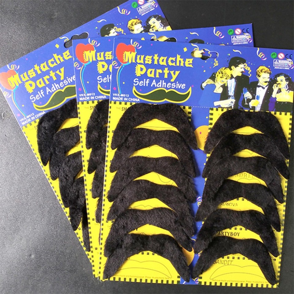 12Pcs Self Adhesive Tash Black Fake Mustache Mexican 70's Stick ...