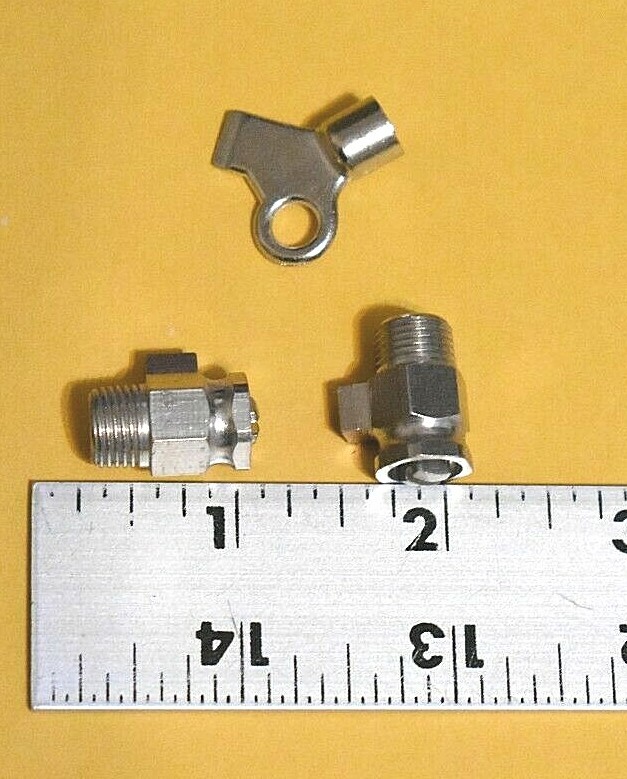 2 Radiator Brass Nickel Plated Air Vent Bleeder Coin Valves 1/8" MIP ...