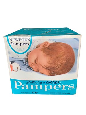 VTG 1960s Original Pampers Newborn Diapers 30 Pk RARE New Sealed 60s ...