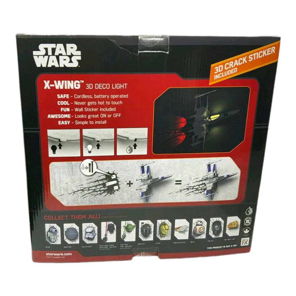 Disney Star Wars 3DLightFX X-Wing 3D Deco LED Wall Light White/Blue ...