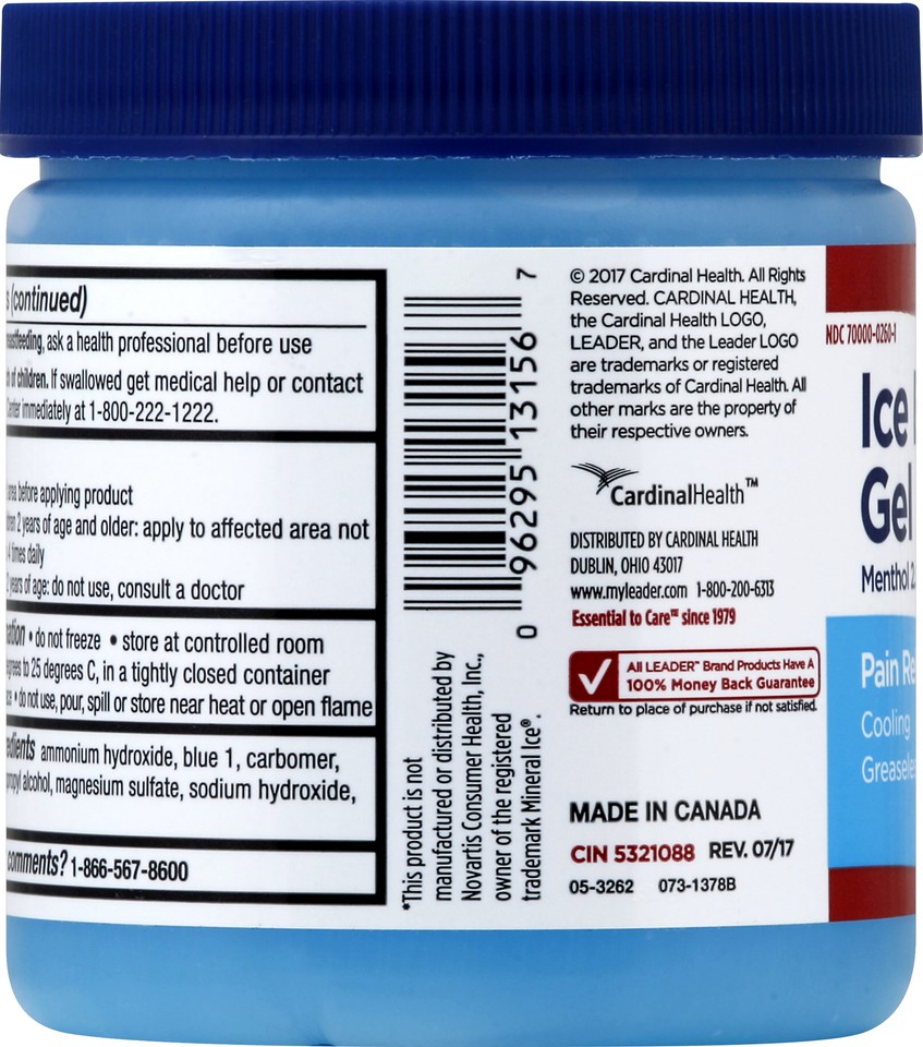 Ice Blue Gel Menthol 2% Pain Muscle Relief Cooling Formula Greaseless ...