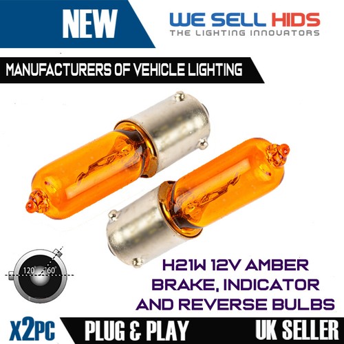 2 x H21W Amber Orange Halogen Indicator Bulb Car Bulbs 435 12v 21w ...