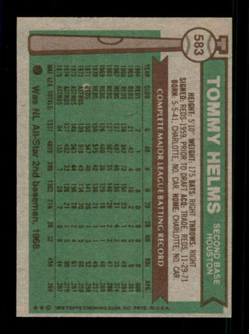 1976 Topps #583 Tommy Helms EXMT/NM Astros 228327 | eBay
