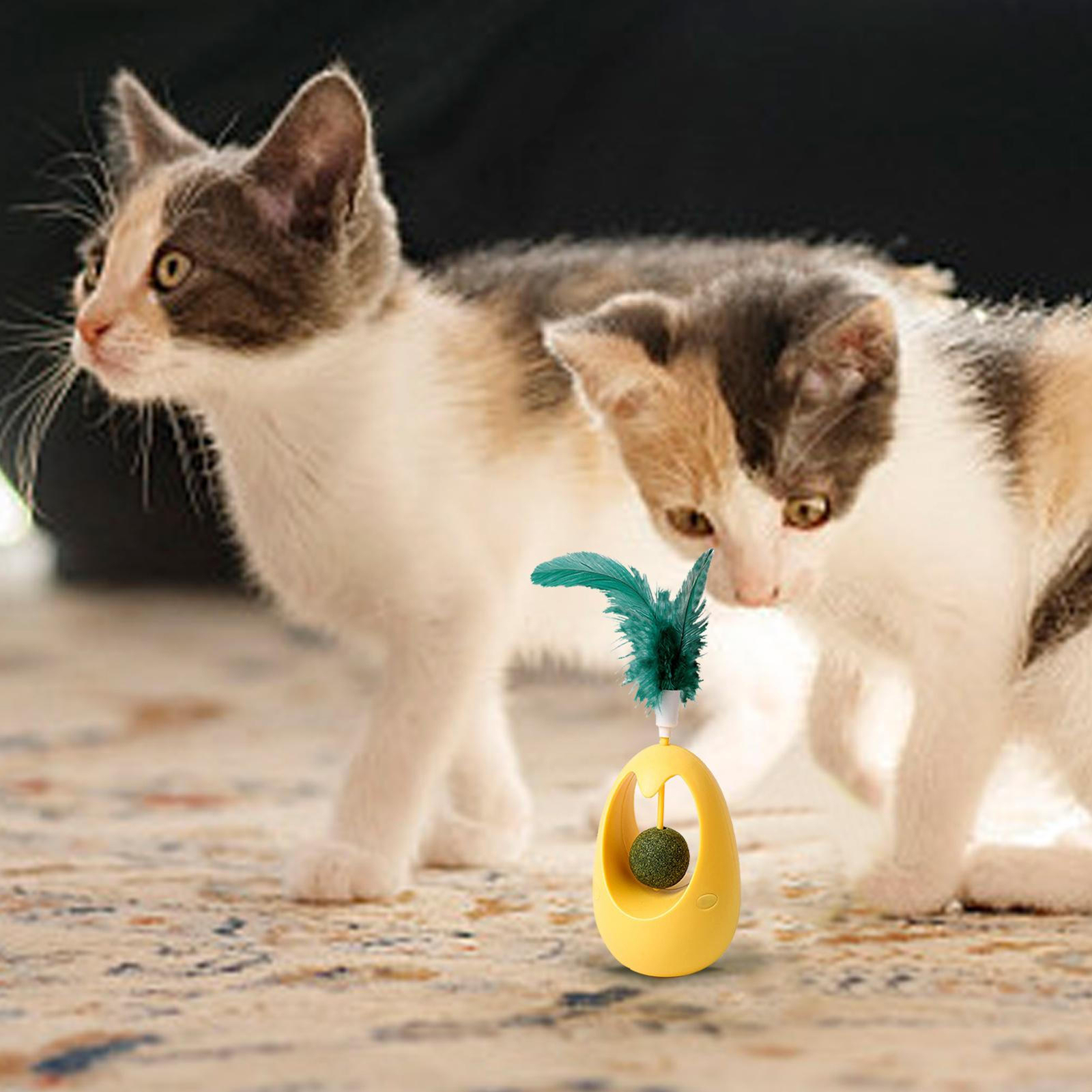 Roly Poly Cat Toy Automatic Moving Feather Teaser Stick with Catnip ...