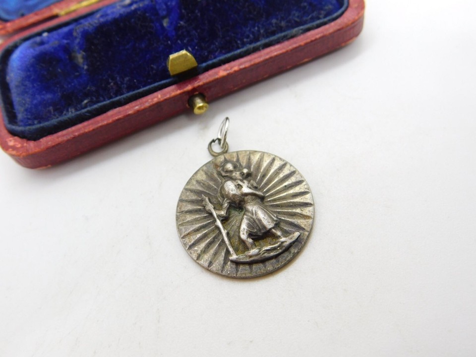 Sterling Silver St Christopher Sun Ray Charm Pendant Vintage c1970 ...
