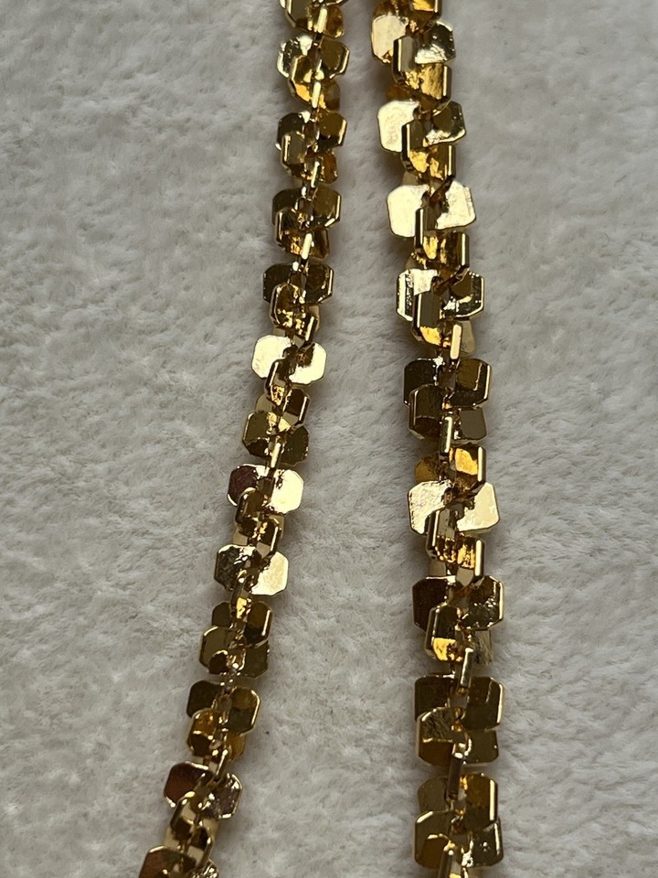 Vintage Bright Goldtone Double Strand Chain Necklace 25” | eBay