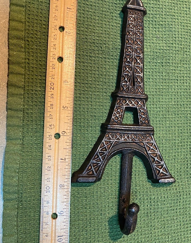 Vintage Cast Iron Metal EIFFEL TOWER Paris Wall Hook 9.5"H x 4.25 W ...