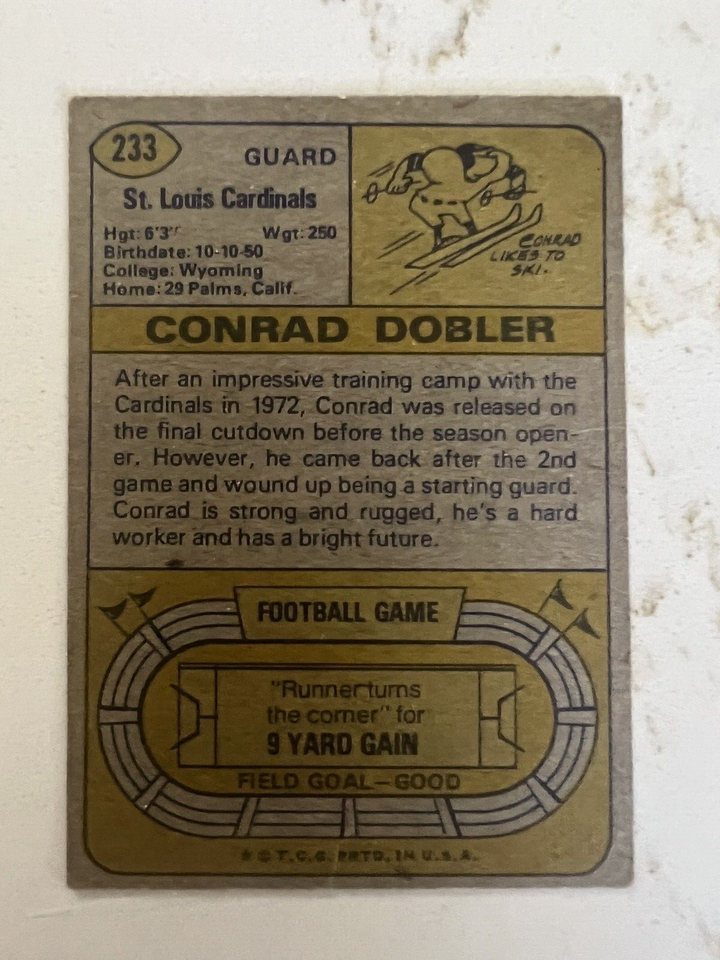 Conrad Dobler St. Louis Cardinals 1974 Topps Football #233 | eBay