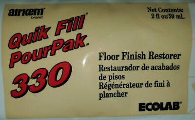 New 5 ECOLAB Quik Fill PourPak 330 Airkem Floor Finish Restorers ...