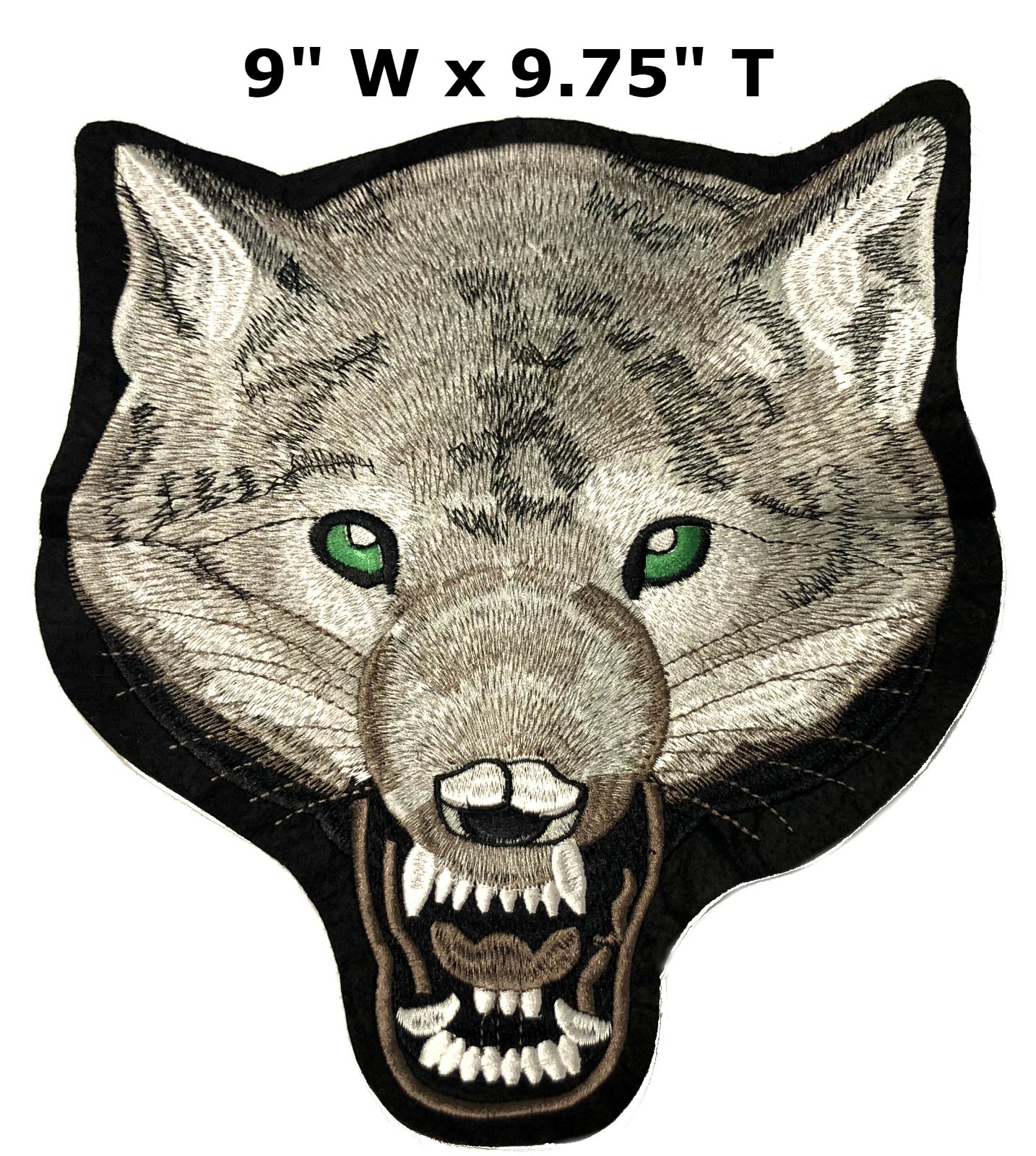 Lone Grey Wolf Head Patch Large 9" XL Back Embroidered iron-on Applique ...