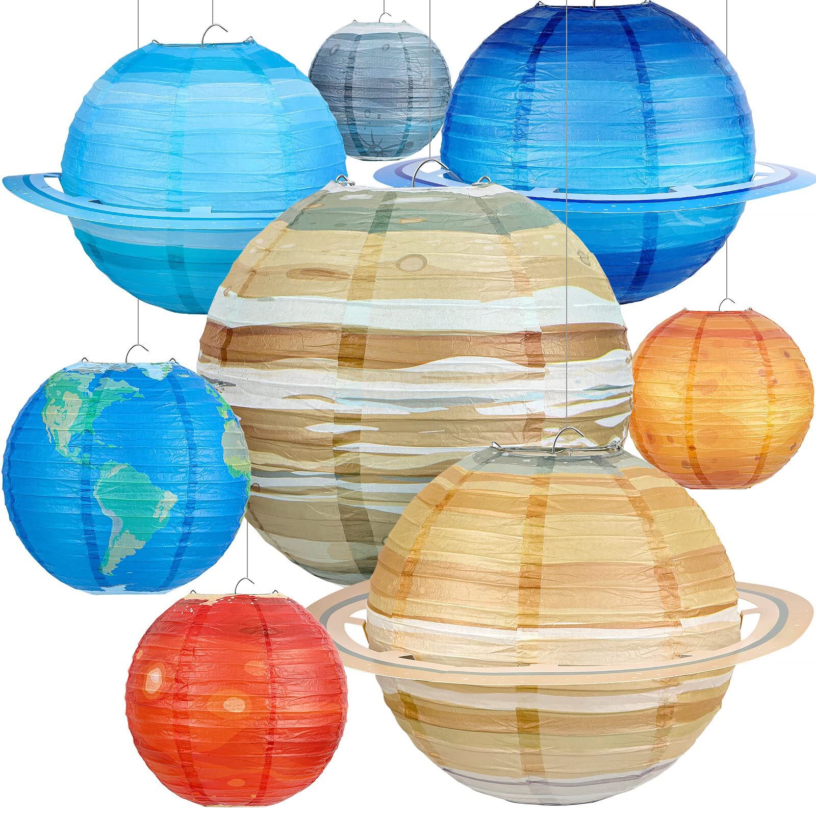 8 Pack Space Paper Lanterns Planets Lanterns Out of This World Space ...