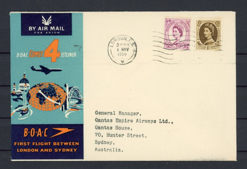 Beleg First Flight (Eröffnungsflug) BOAC London-Sydney 1959 - b9961 ...