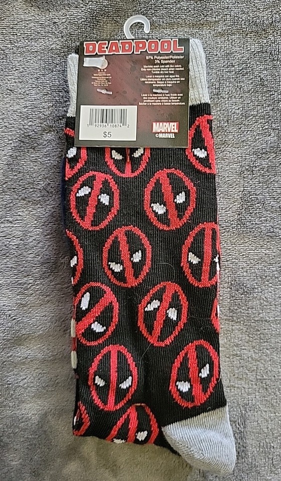 Marvel Deadpool Socks 2 Pair Size 6-12 New With Tags | eBay
