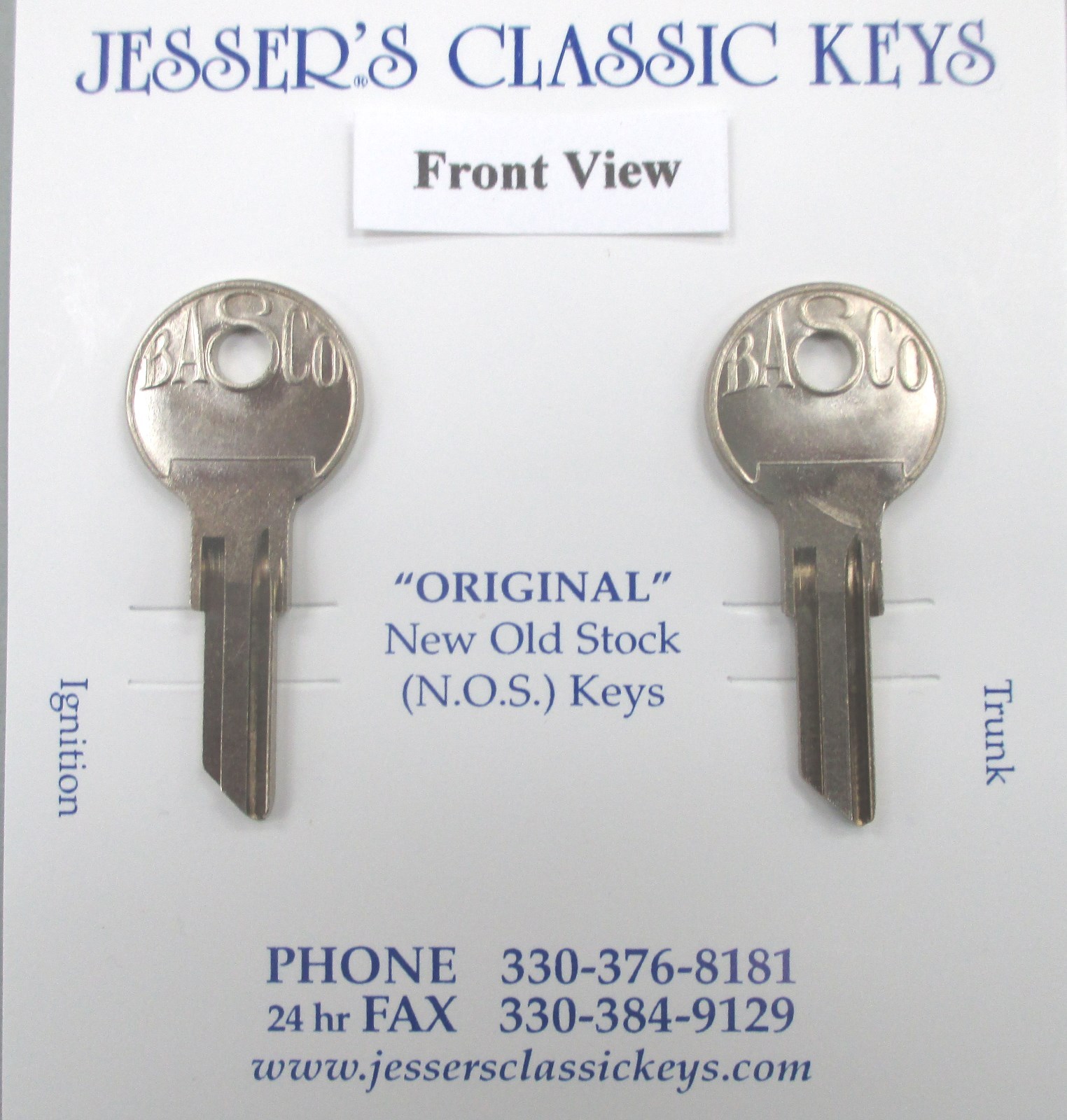 Vintage BASCO GV-1 Pair Round Headed NOS Keys 1930's Chandler Hupmobile ...