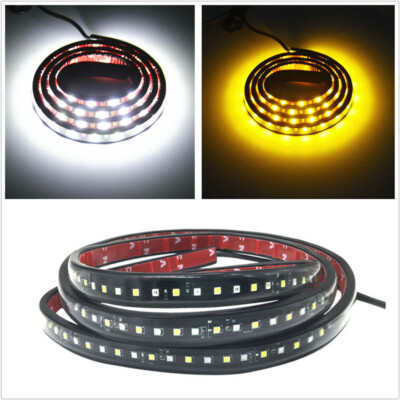 2X Waterproof 24" Running Board Side Step LED Lights Amber+White Turn ...