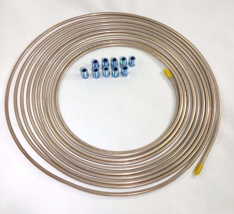 25 ft. Copper Nickel 3/16" Brake Line w/ metric invert flare fittings ...