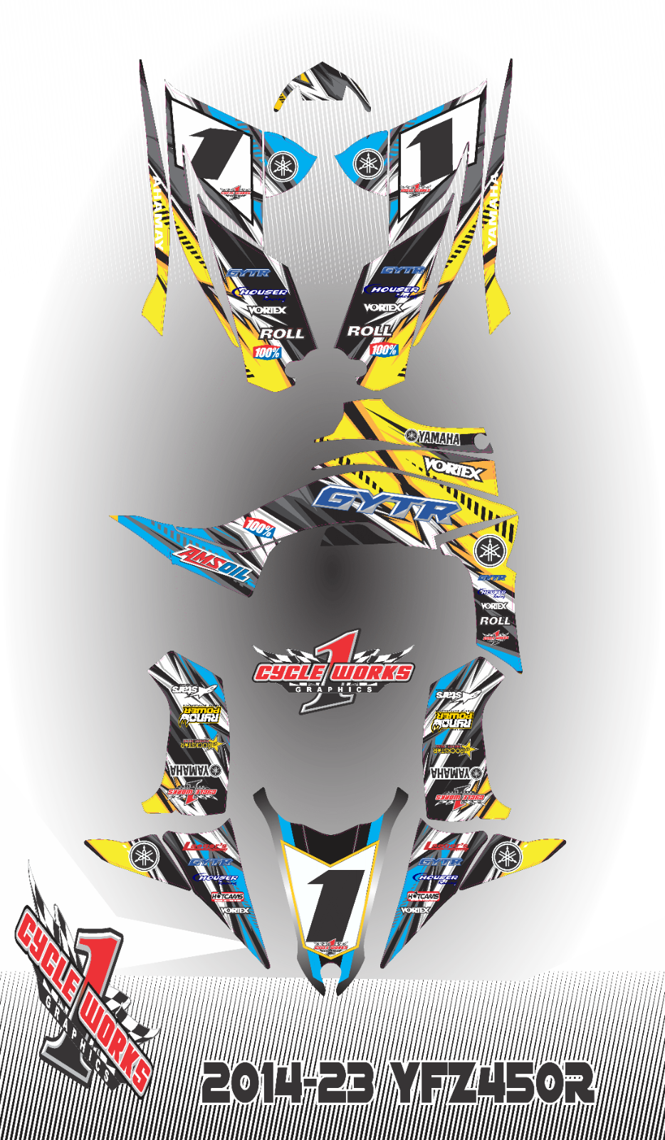 Graphics Kit Custom Printed for Yamaha YFZ450R YFZ 45R(2014-2021) TORQ2 ...