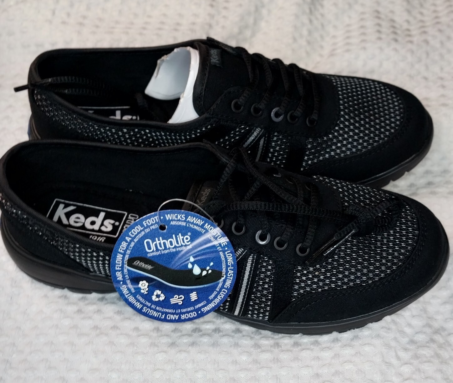 Keds Fuse Womens Memory Foam Tennis Shoe Black Flat Sneaker Sz 7.5 M ...