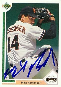 Mike Remlinger autographed baseball card (Giants) 1991 Upper Deck #36F ...