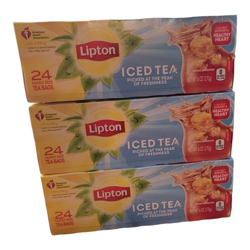 Lipton Family Sized Iced Unsweetened Black Tea, Caffeinated, Tea Bags ...