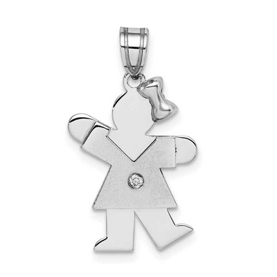 14k White Gold AA Diamond Kid Pendant 0.6 in x 1 in | eBay