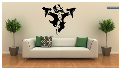 Monopoly Man with Uzi Large Wall Decal Mural Art Sticker 24"X22" Funny ...