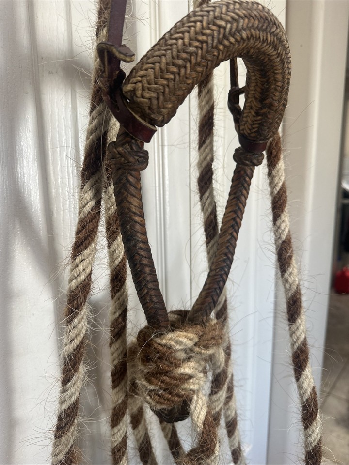 Vintage Cowboy’s Hackamore Set Up Rawhide Bosal, Horsehair Mecate | eBay