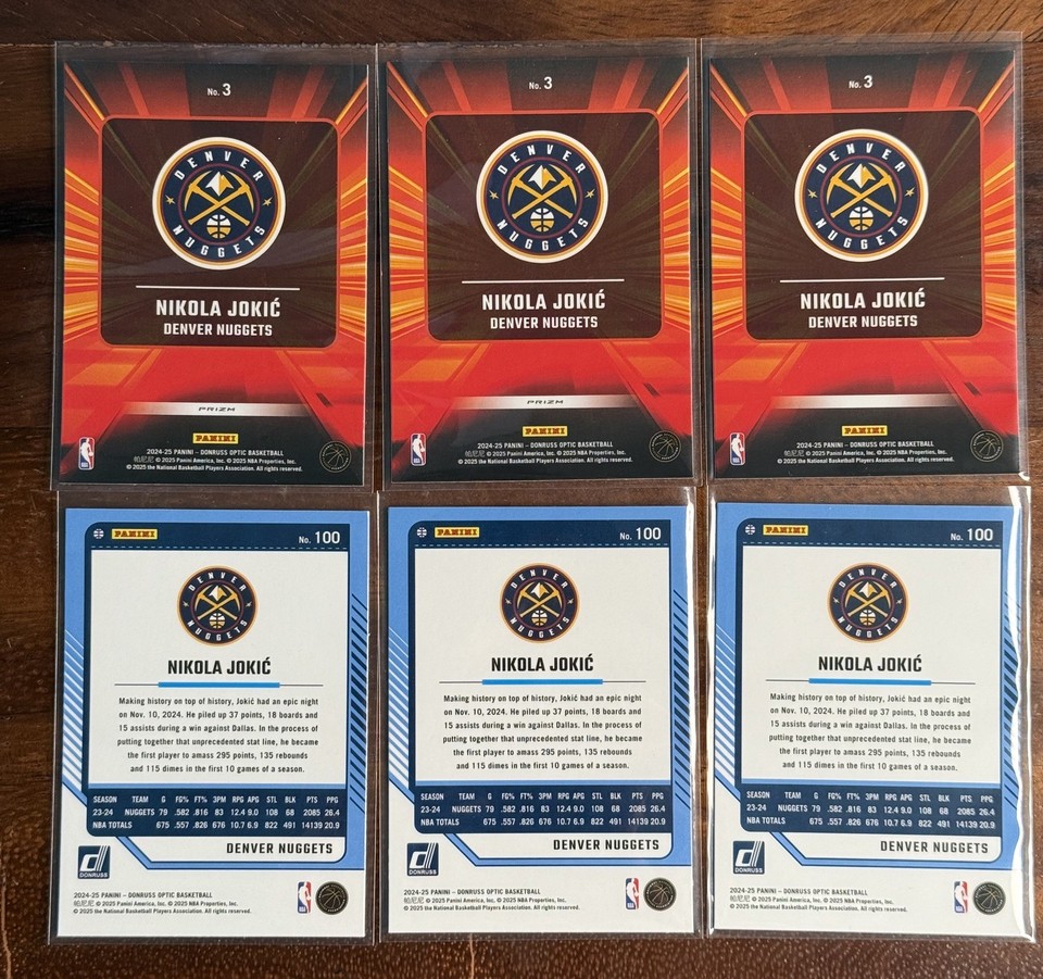 2024-25 Donruss Optic Nikola Jokic LOT OF 6 CARDS (Express Lane/Base ...