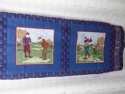 2 Golf Pillow Or Quilt Fabric Panels 44 L x 17.5 W Multicolor VTG ...