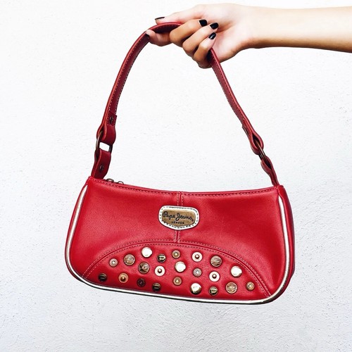 Pepe Jeans London Handbag Red Snap Decorated Copper Chrome Zip Top | eBay