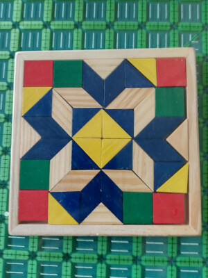 Darice Rhombus Puzzle with Colored Wood Tiles 5 1/4" Square New Sealed ...