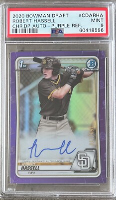 ROBERT HASSELL 2020 BOWMAN CHROME DRAFT 1ST AUTOGRAPH PURPLE REFRACTOR ...