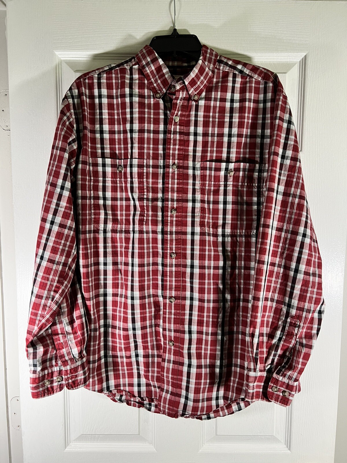 Wrangler Shirt Size Large Long Sleeve Red Mens Rugged Wear | eBay