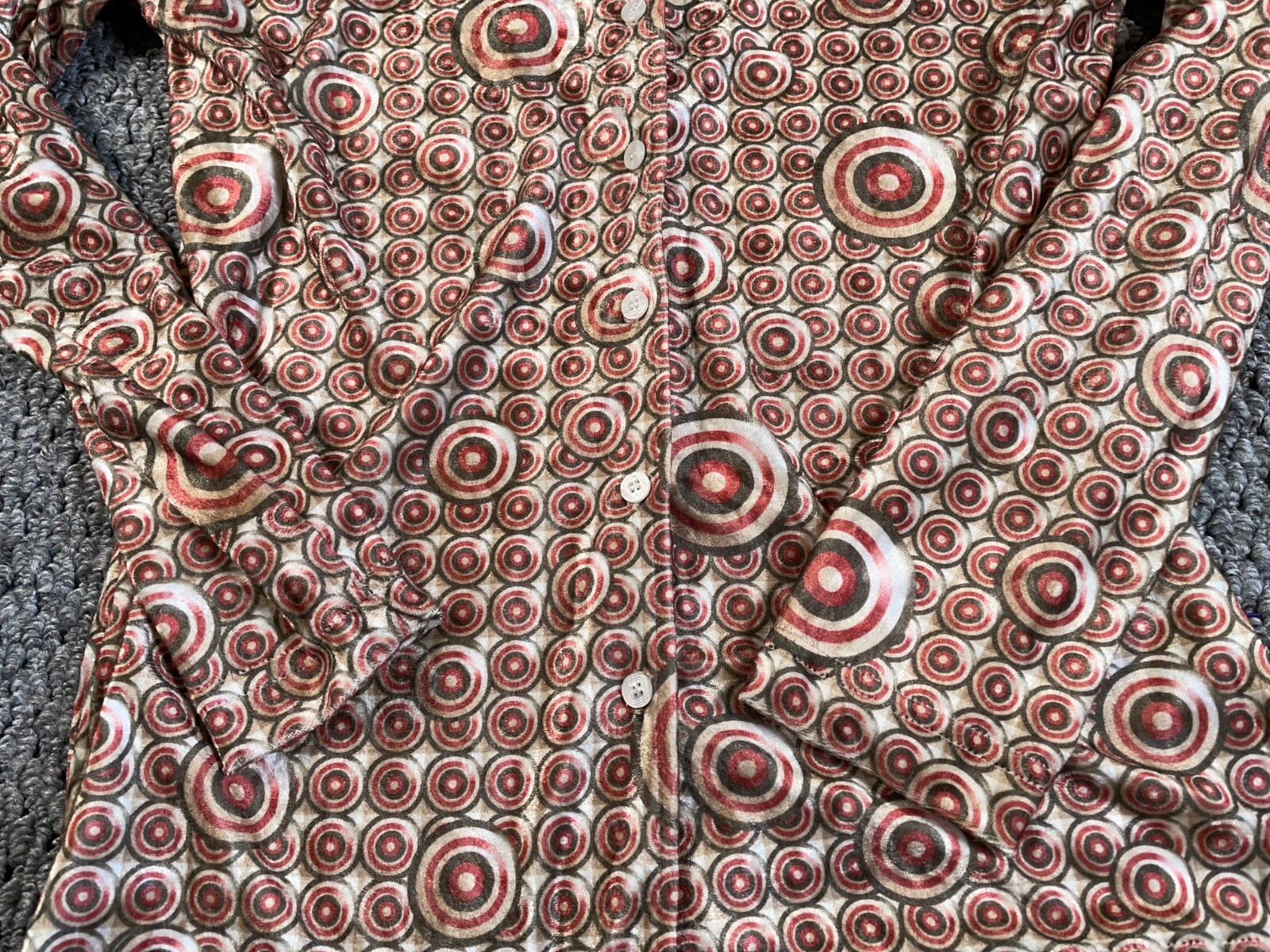 VTG 70s 80s Geometric Pattern Shirt Women's Medium Green Brown Hippie Disco | eBay