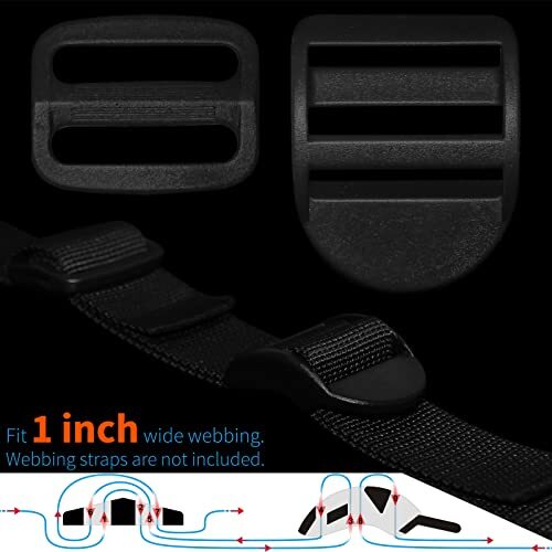 Ladder Slider Buckle for 1" Webbing: 4 Set Plastic Ladder Lock Buckles ...