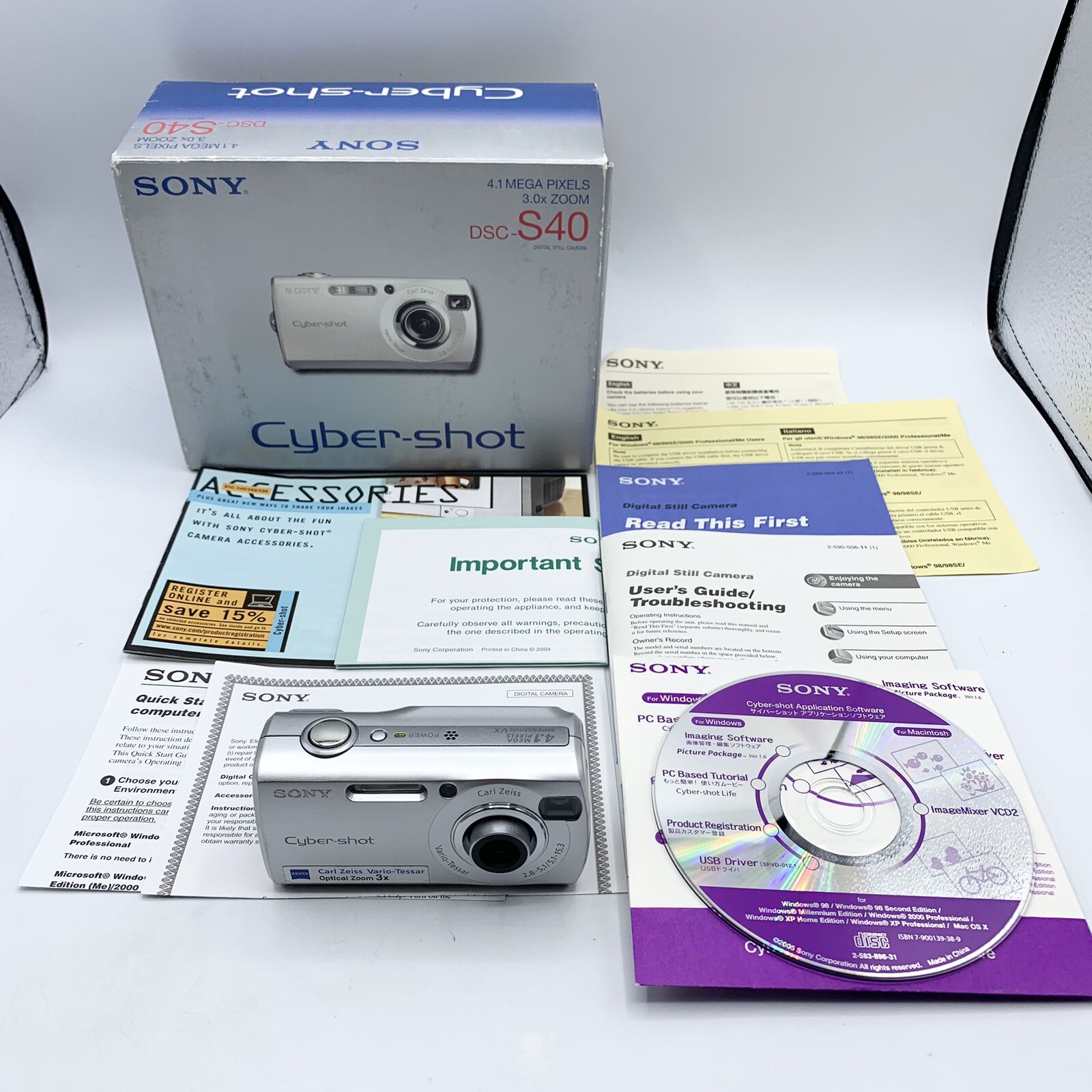 Sony Cyber-Shot DSC-S40 4.1MP Digital Camera Silver Tested *READ* AS IS ...