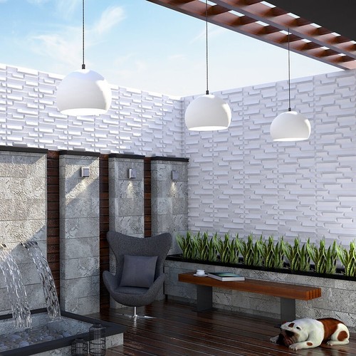 12 Tiles 3D Wall Panels PVC Tiles Textured Bricks Art Design 19.6" x 19 ...