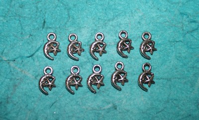 Moon and Stars Charm Lot of 10 Moon Charms Star Charm Celestial Charms ...